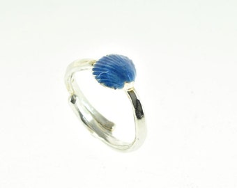 Blue Ocean Shell Ring, Gold & Blue Enamel Style, Beach Jewelry for All ...