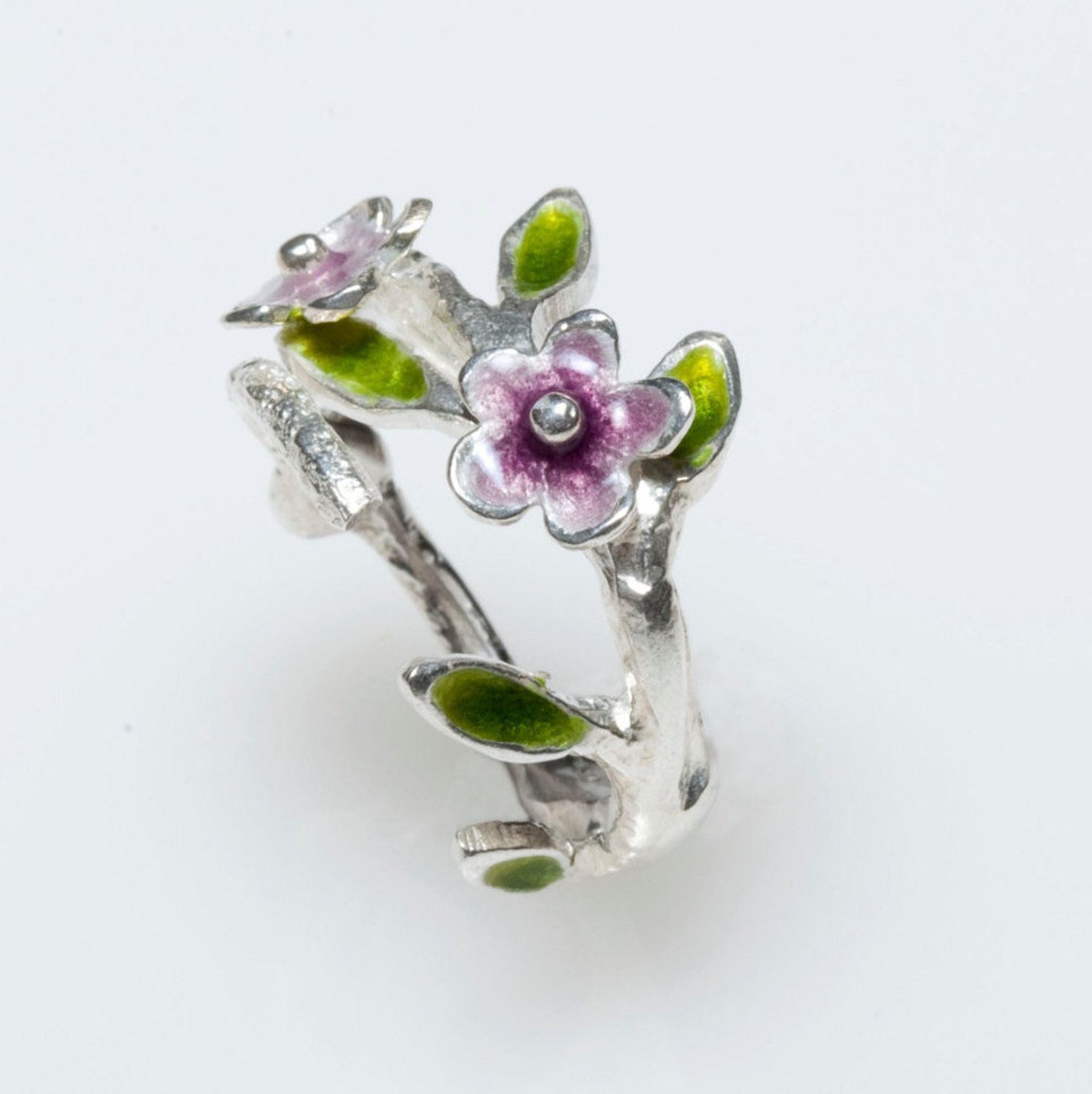 Ultra Violet Flower Ring Purple Ring Floral Engagement Band | Etsy