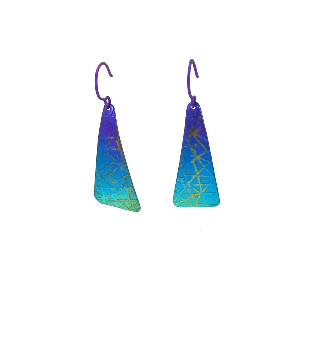 Triangle Colorful Dangle Earrings for Sensitive Ears - Etsy