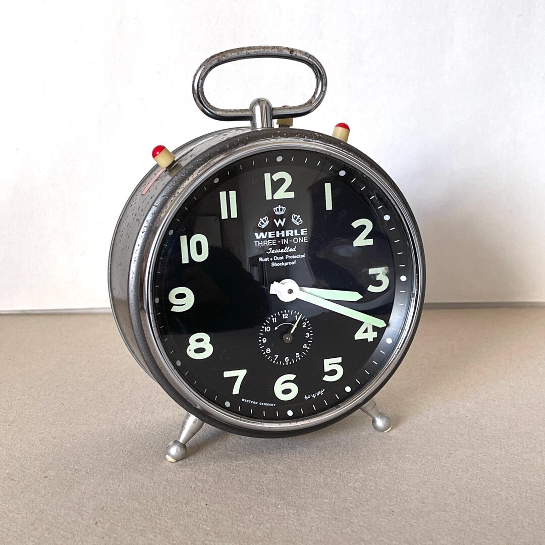 WEHRLE ALARM CLOCK / Tree-in-one / Extra Large / German Vintage / Wind ...