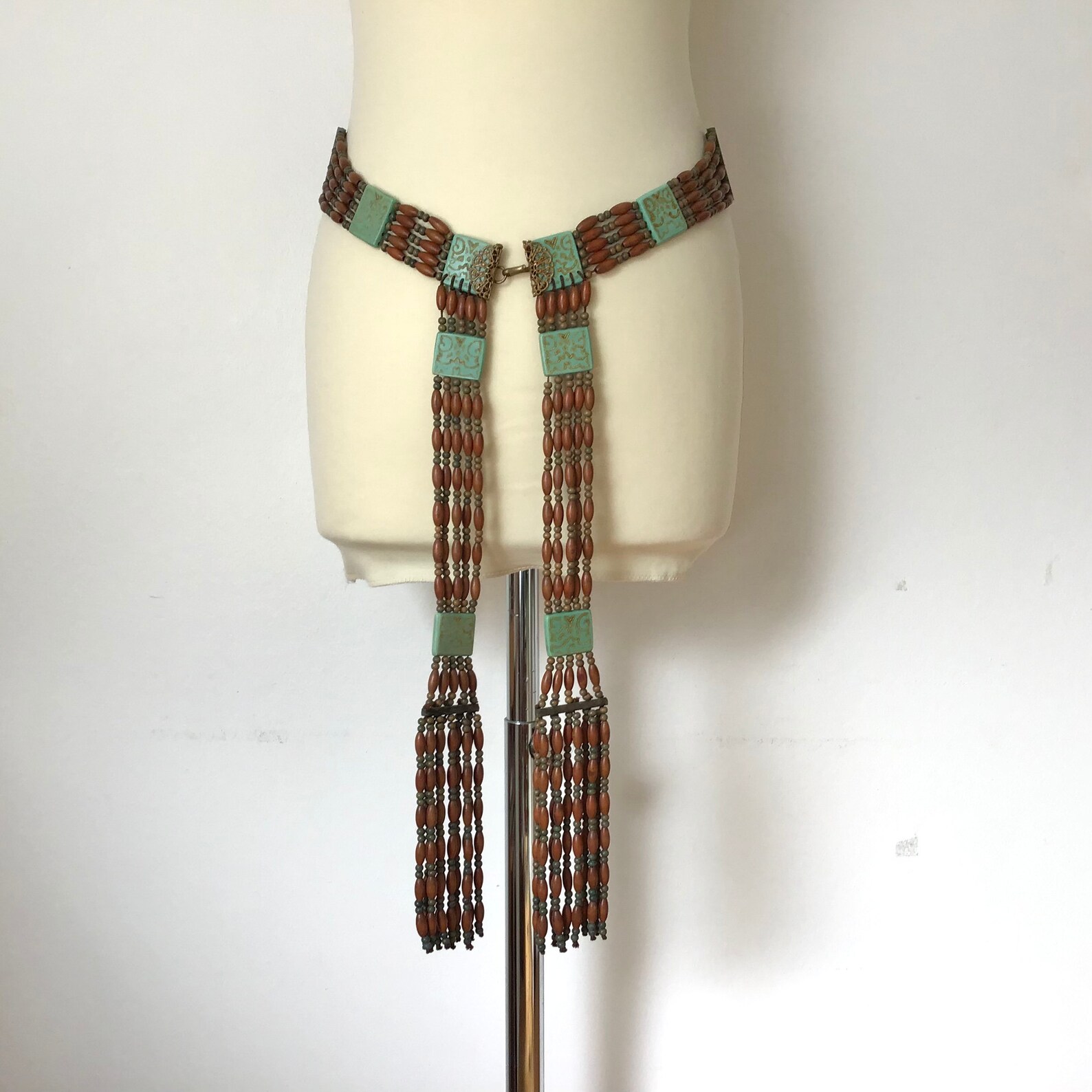 VINTAGE EGYPTIAN BELT / Costume belt / Brown Turquoise / | Etsy