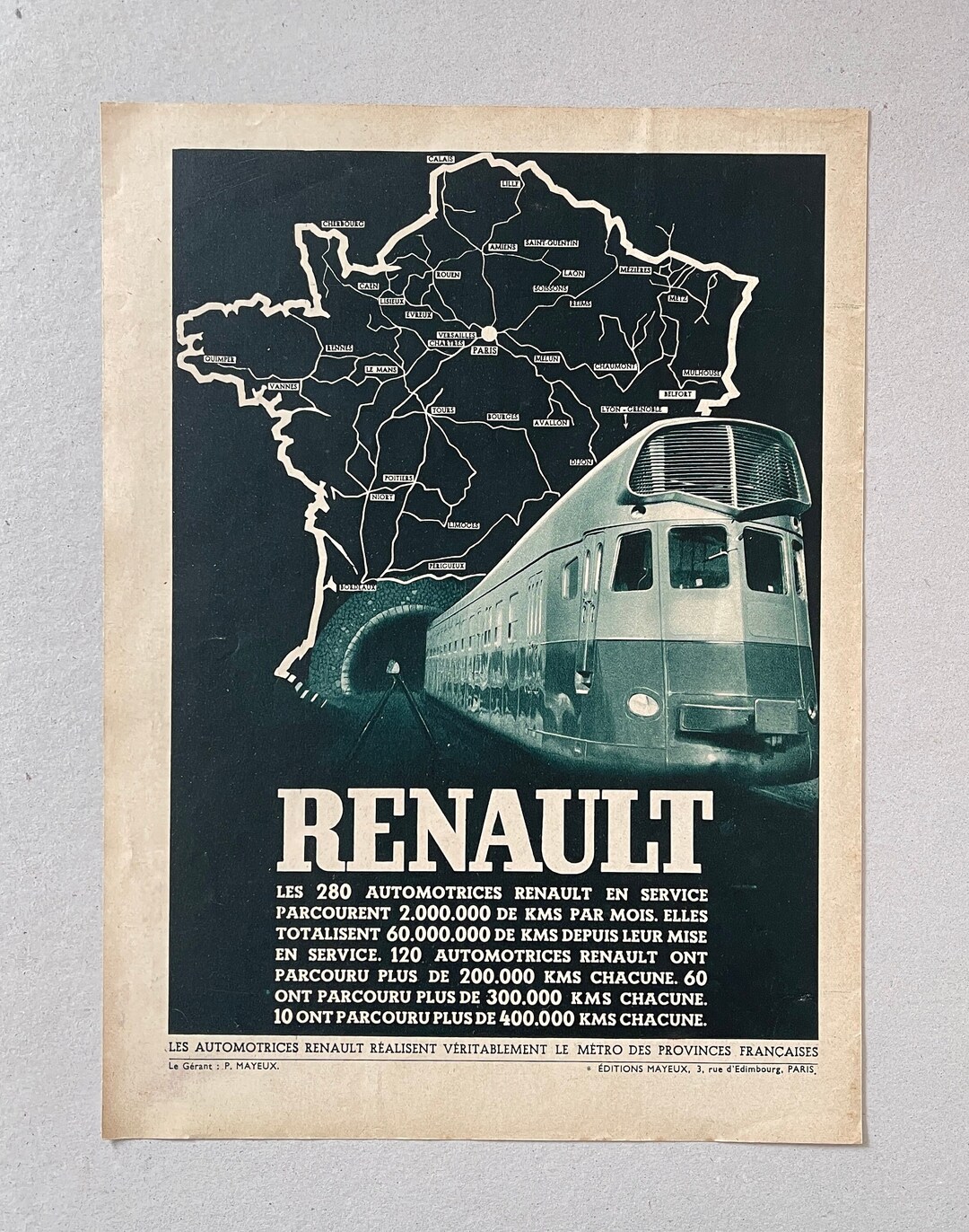 ORIGINAL RENAULT AD / Vintage Magazine Page / Collectible / Wall Decor ...
