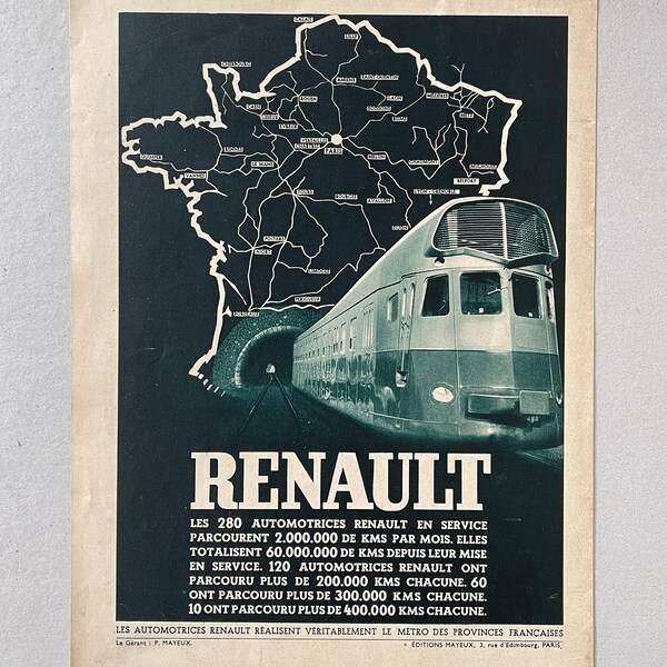 Vintage Renault Poster - Etsy