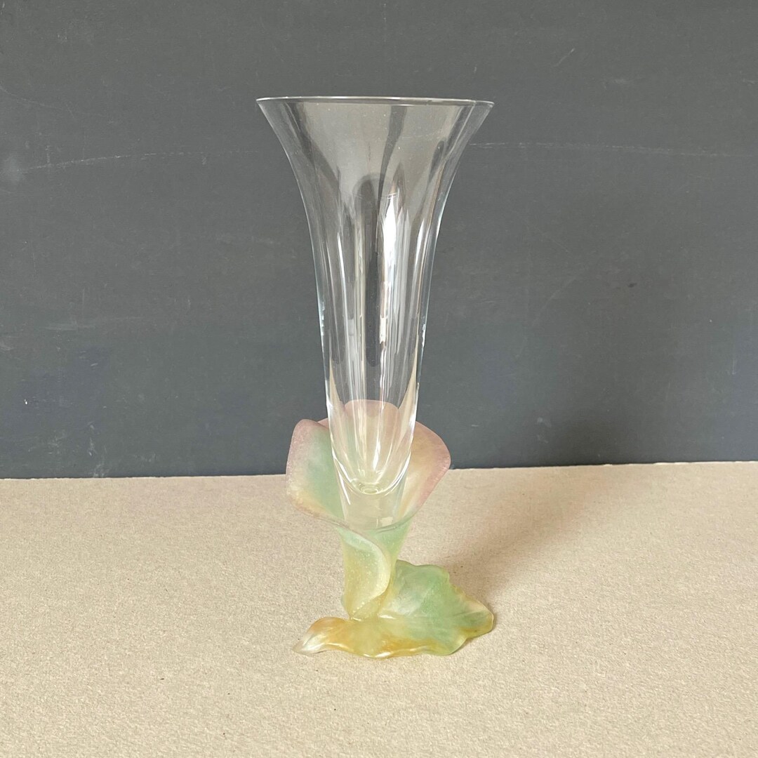 DAUM GLASS VASE / Arum / French Vintage / Translucent Crystal ...