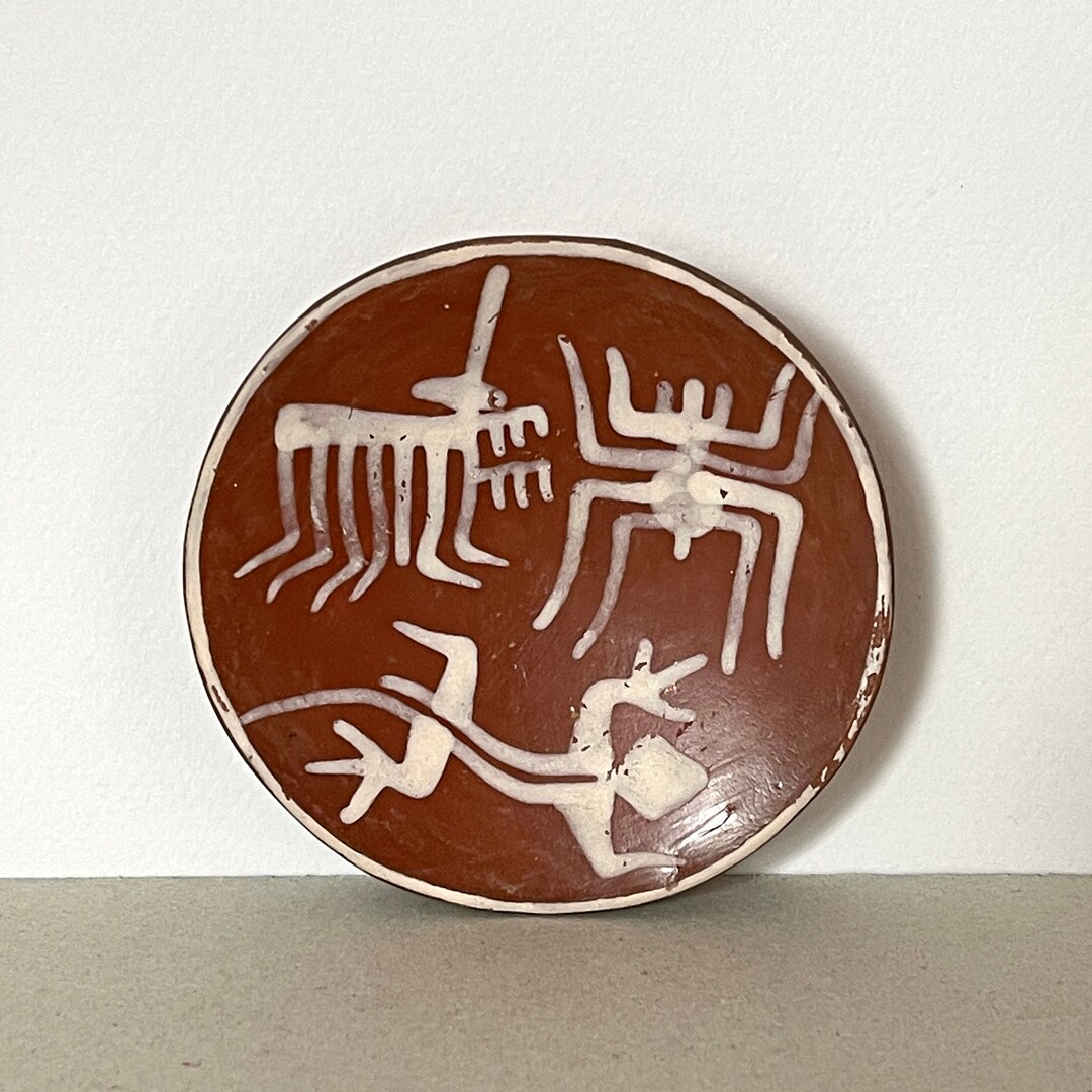NASCA PERU PLATE / Small Trinket Dish / Replica Nasca Peru / Brown ...