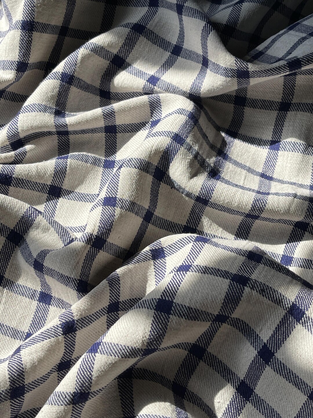 VINTAGE LINEN TABLECLOTH / Checkered / Beige Blue / Dinner Table Cloth ...