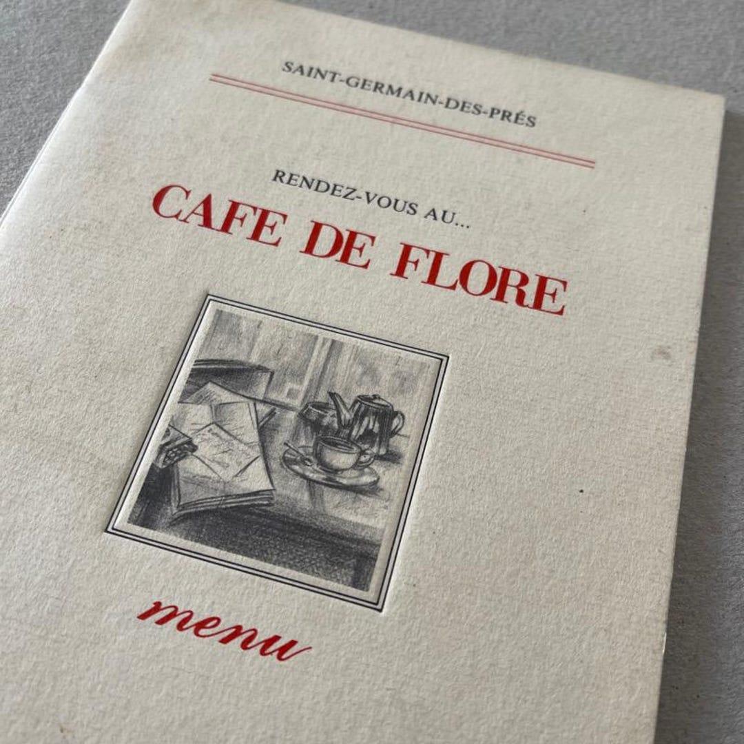 CAFE De FLORE MENU / French Vintage Book / Saint-germain Paris France ...