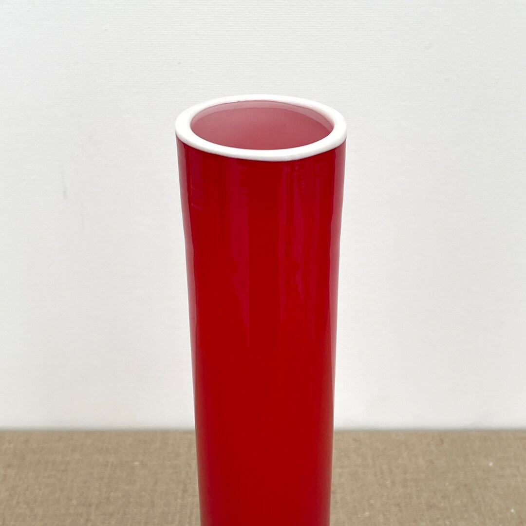 VINTAGE GLASS VASE / Red White / Art Glass / Collectible / Retro / Home ...