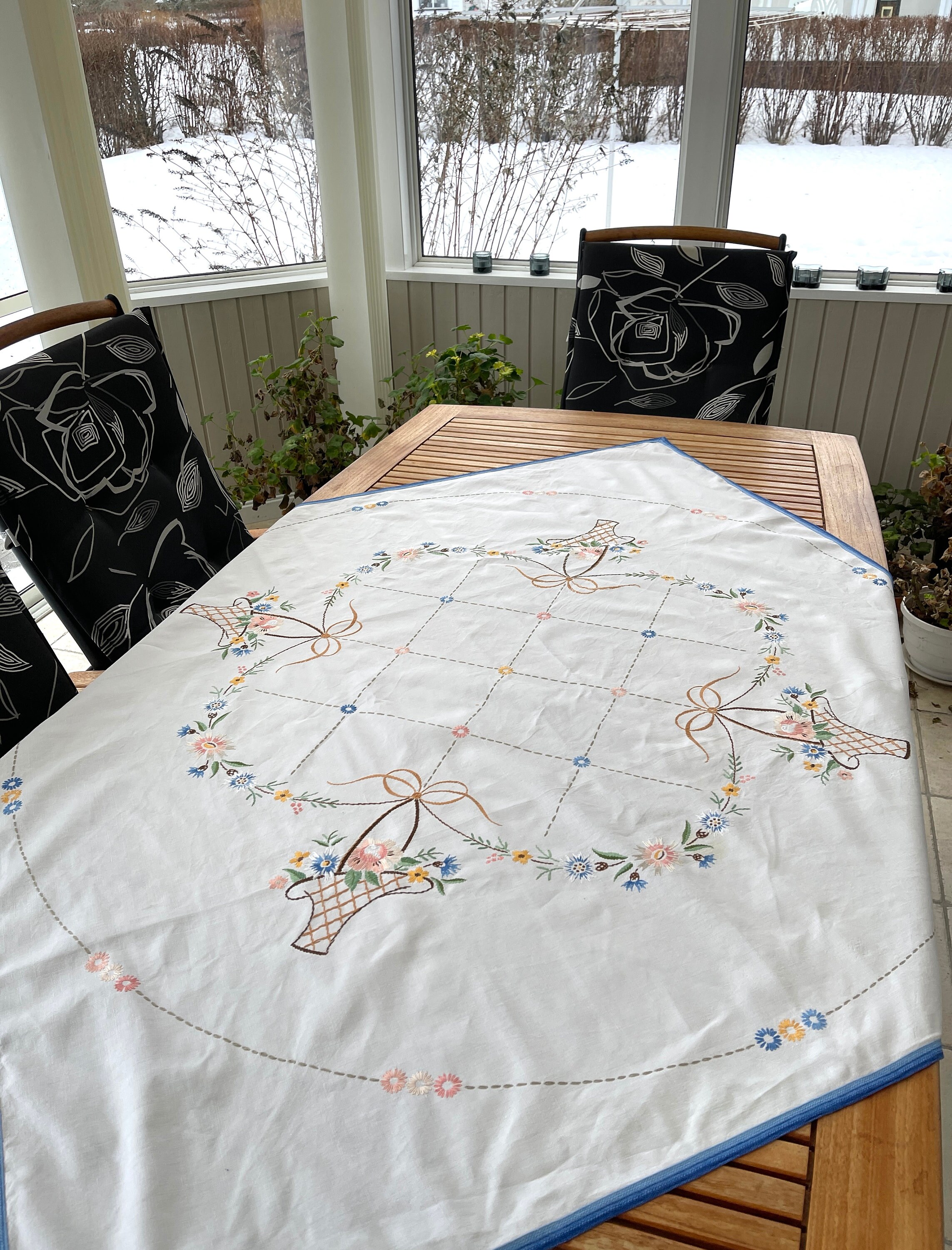 SWEDISH EMBROIDERED TABLECLOTH / Vintage Cloth / Cottage Country ...