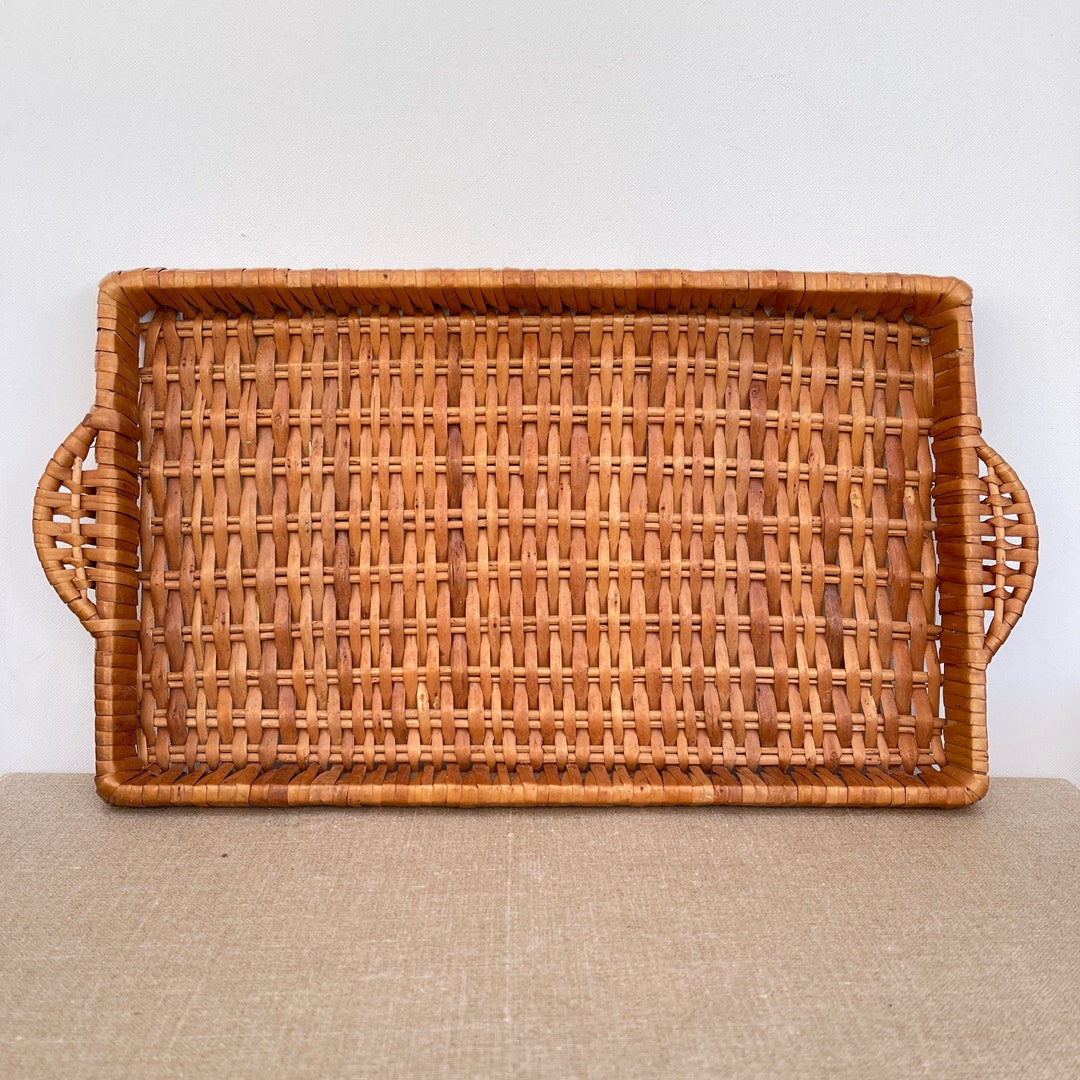 VINTAGE STRAW TRAY / Serving Tray / Natural Fiber / Snack Platter ...