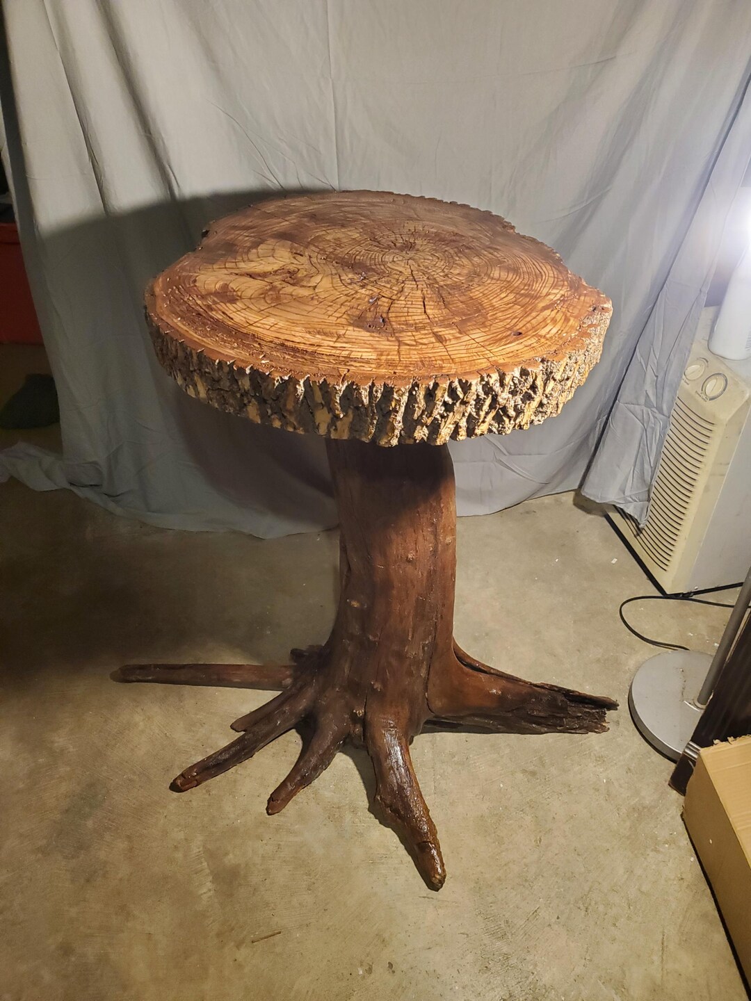 Rustic Live Edge Tree Stump Table – Handcrafted Natural Wood Accent ...