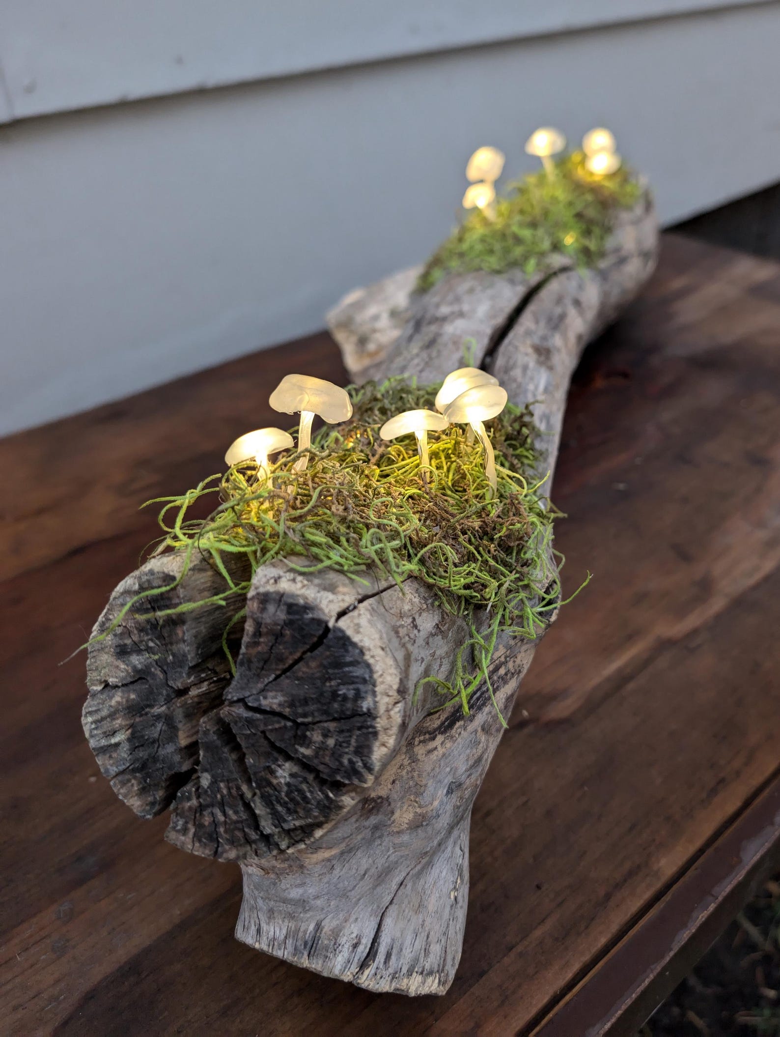 Enchanted Light-up Mushroom Log Handmade Woodland Decor Driftwood Art ...
