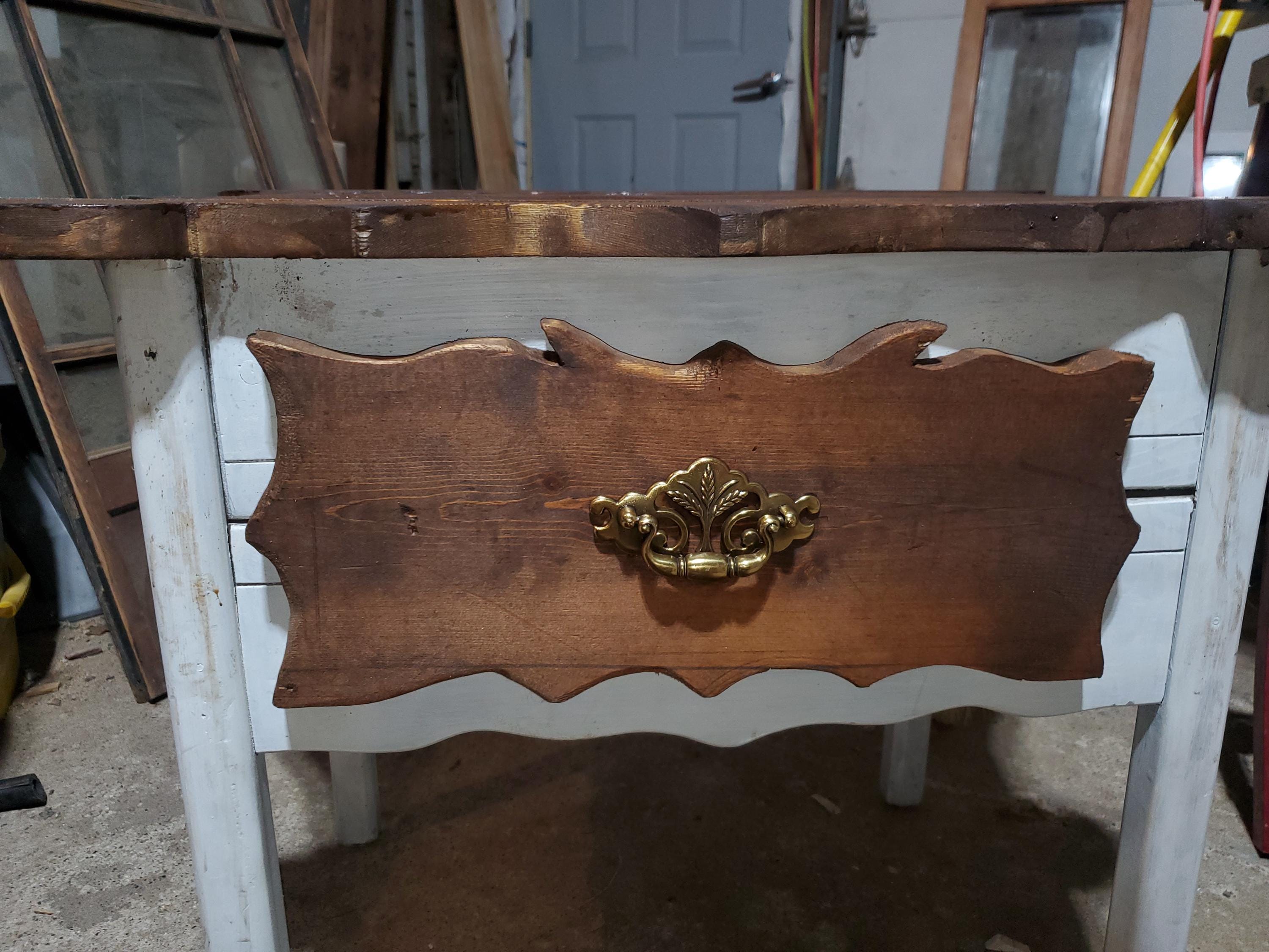 Upcycled End Table With Custom Cut Top and Drawer and Hand Drawn Art ...