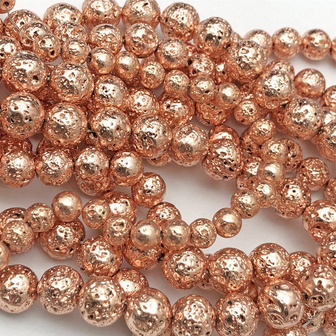 Rose Gold Lava Beada, Round Beads, Electroplaying Beads, Wholesale ...