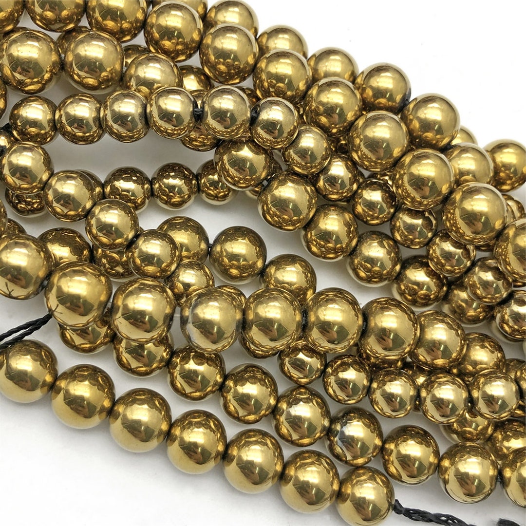 Gold Hematite Round Beads 8mm 10mm Hematite Gemstone Beads - Etsy Ireland