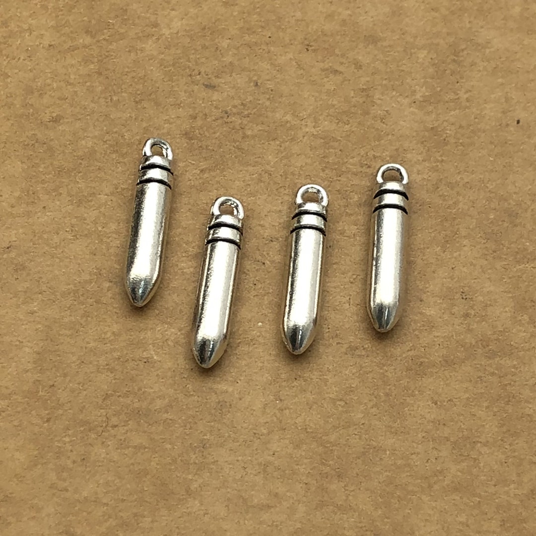 50pcs Antique Silver Bullet Charms, 3D Bullet Charms, Jewelry Supplies ...