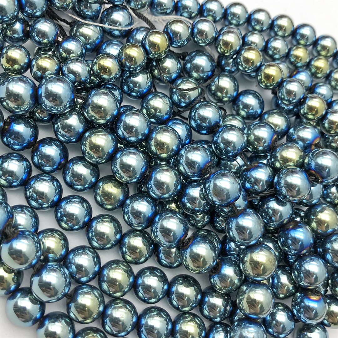 Aqua Hematite Round Beads, 8mm 10mm Hematite Gemstone Beads, Hematite ...