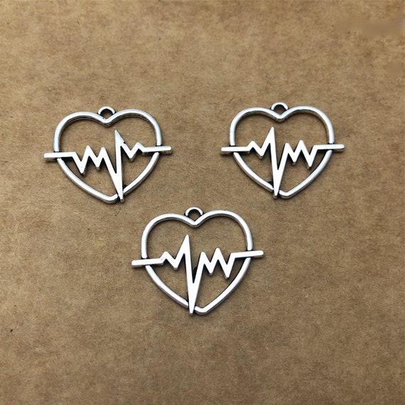 20pcs Heartbeat Charm EKG Charms Ecg Pendants Heart Charm - Etsy
