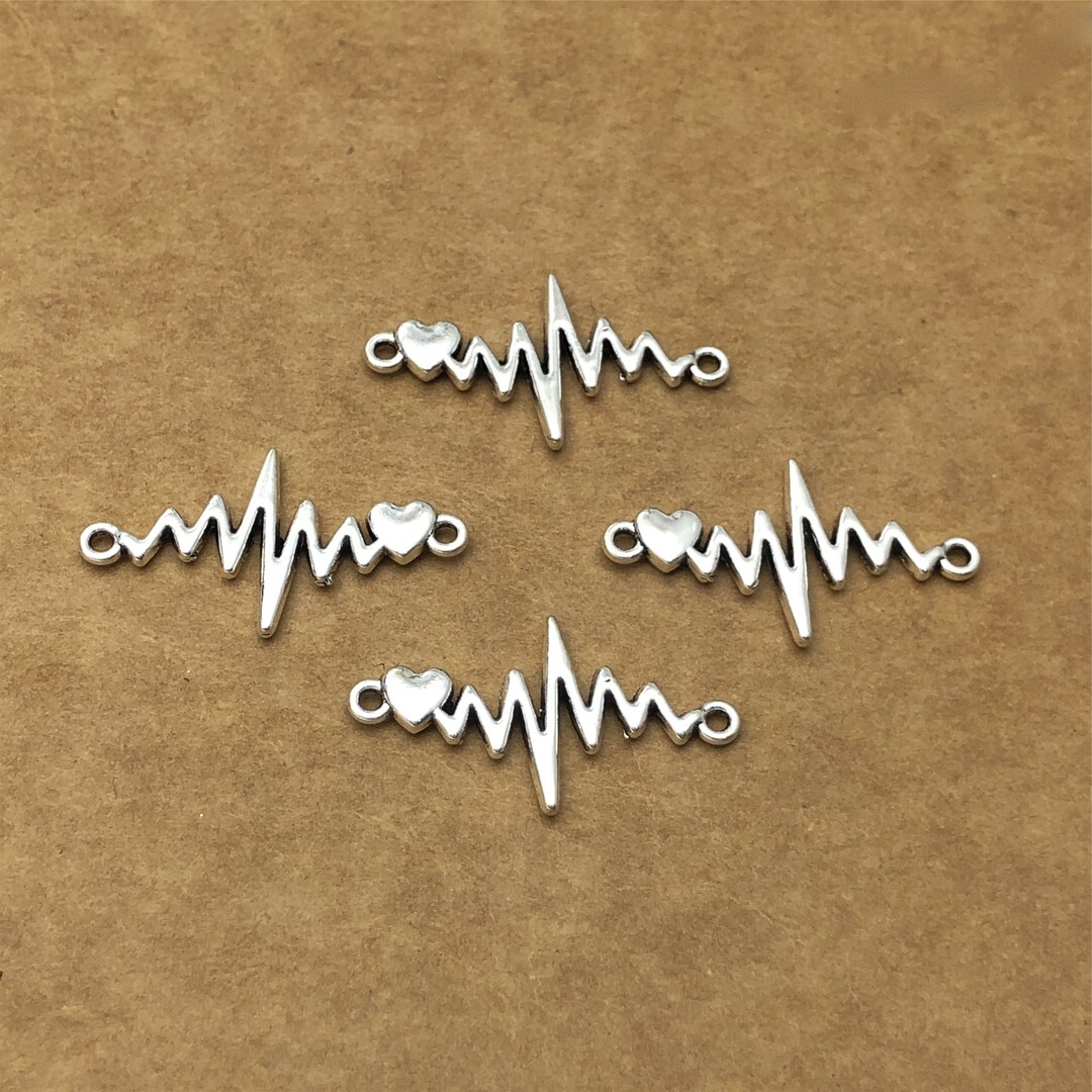 30pcs Heartbeat Charms, EKG Connectors, Ecg Connector, Jewelry Findings ...