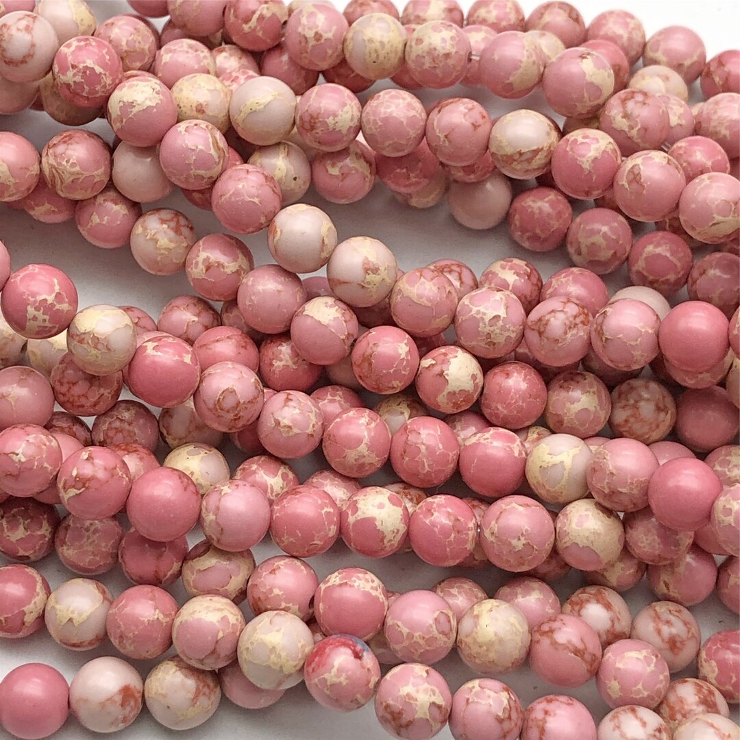 Pink Imperial Jasper Round Beads, Sea Sediment Jasper Gemstone Beads ...