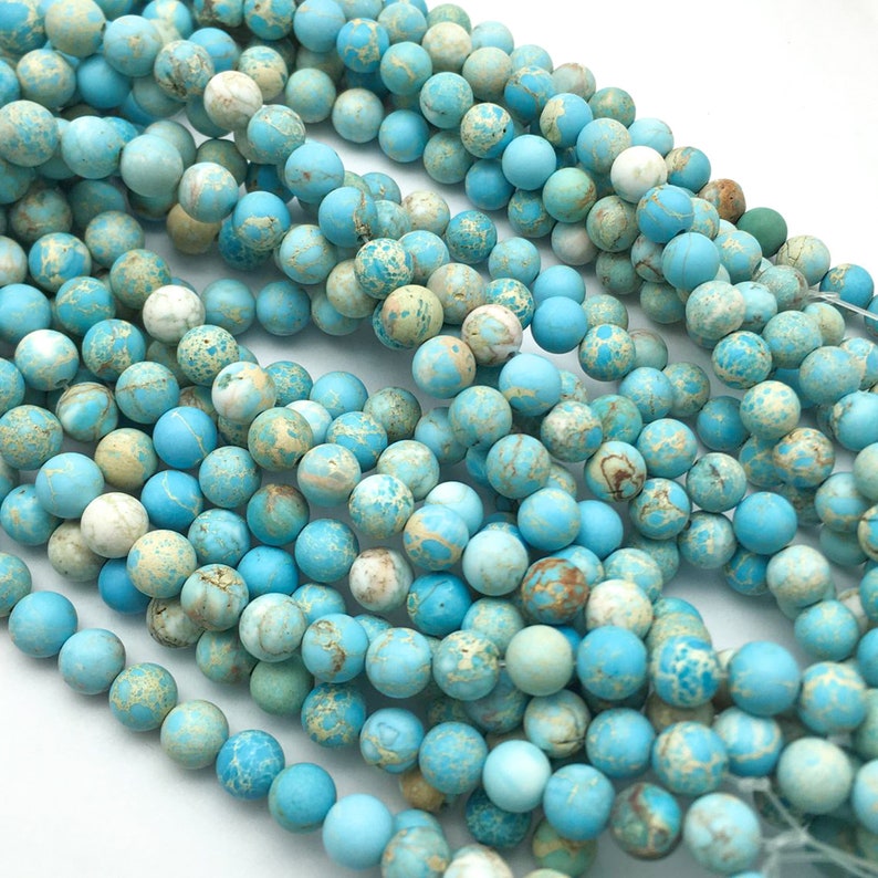 Perlas de jaspe de sedimento marino azul mate cuentas de - Etsy España