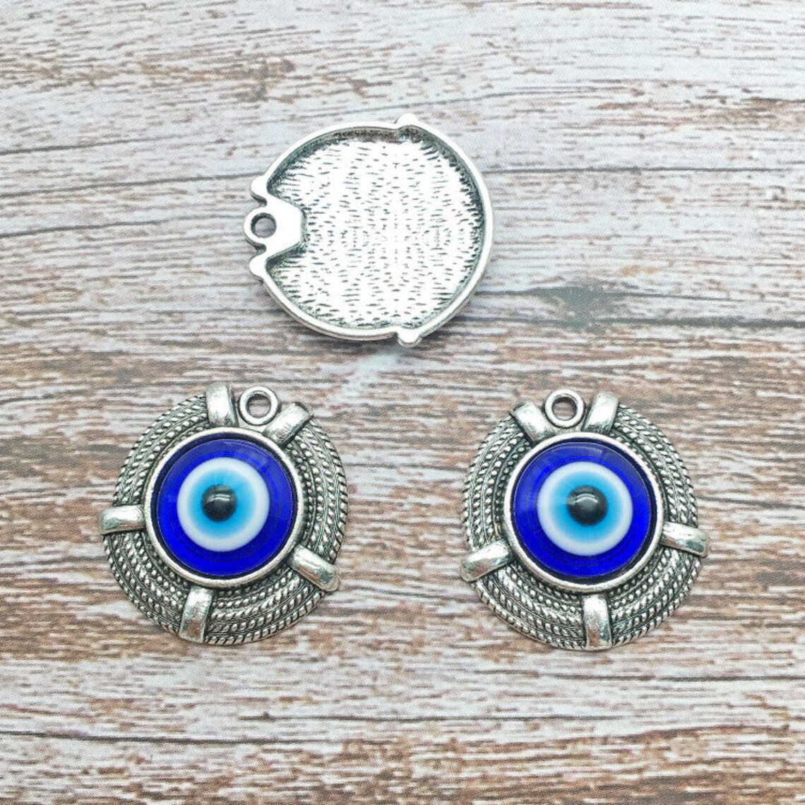 30pcs Blue Evil Eye Charms Antique Silver Tone 22mm - Etsy