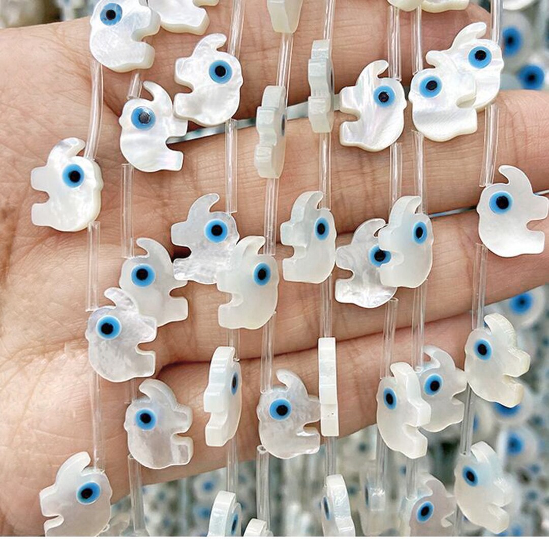 5pcs Mother of Pearl Elephant Beads, Shell Pearl Evil Eye Beads, Shell ...