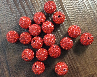 30pcs Red Polymer Clay Rhinestone Beads Disco Crystal Ball - Etsy