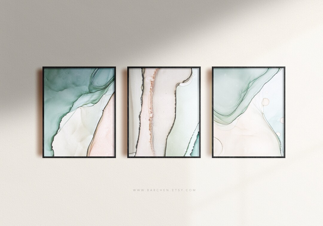 Pastel Forest Green Neutral Colors Alcohol Ink Abstract - Etsy