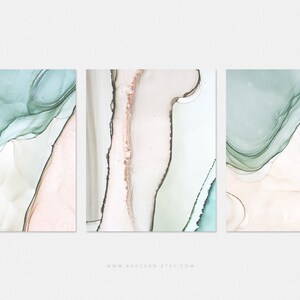 Pastel Forest Green Neutral Colors Alcohol Ink Abstract - Etsy