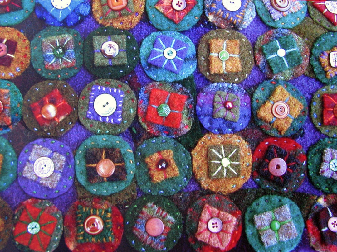 Green and Purple Penny Rug Made From Recycled Wool Sweaters Blank ...