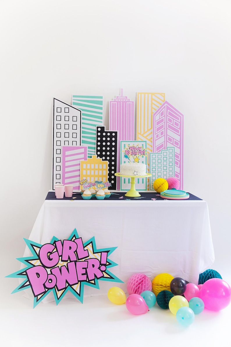 Paquete de fiesta SUPER HERO GIRL decoración de fiesta - Etsy España