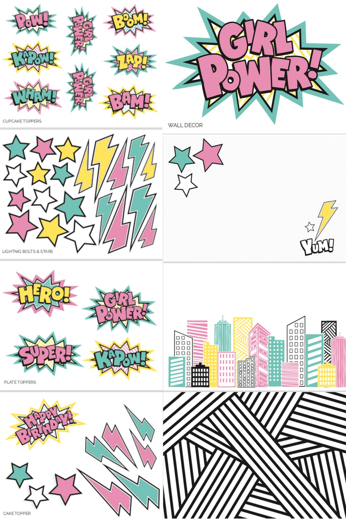 SUPER HERO GIRL Party Pack Printable Party Decor Superhero - Etsy