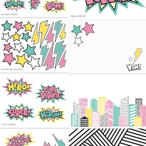 SUPER HERO GIRL Party Pack, Printable Party Decor, Superhero Birthday ...