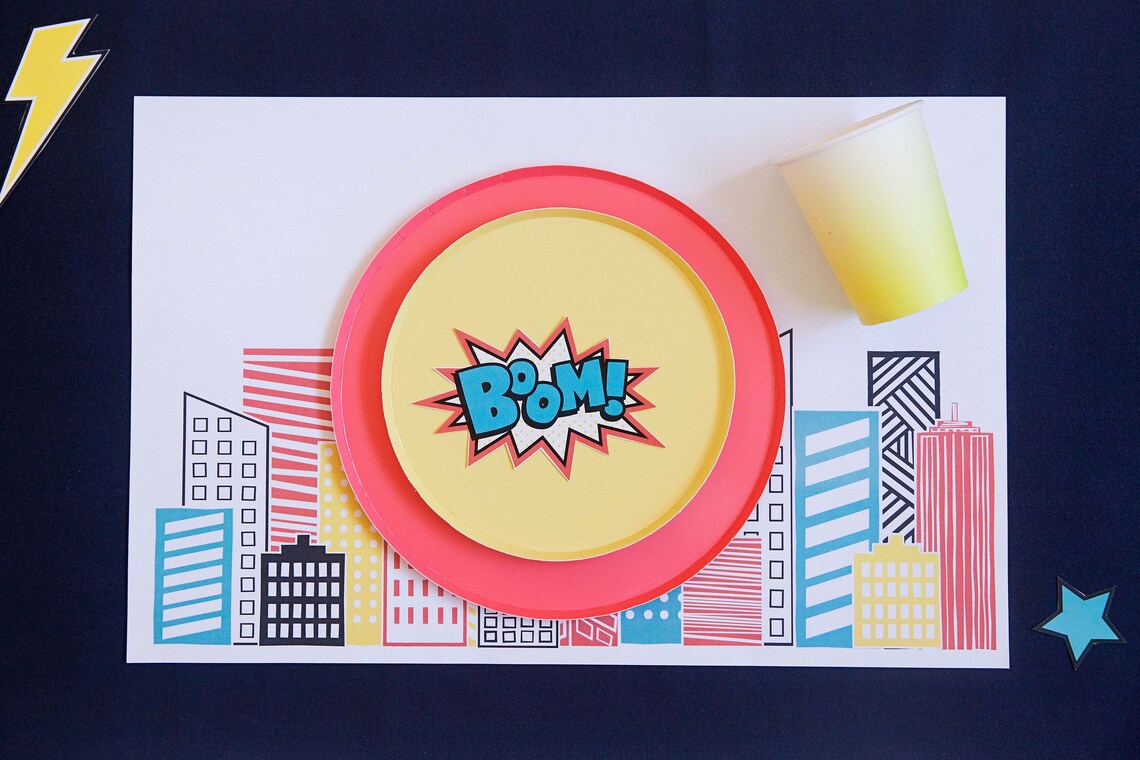 Superhero Placemats Printable Party Decor Printable | Etsy