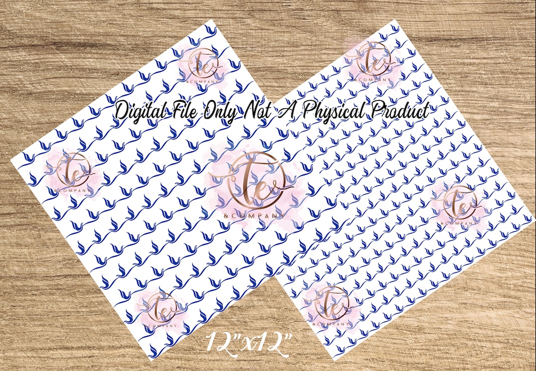 White and Royal Blue, Dove, 12x12 Pattern, Sublimation, White Laser ...