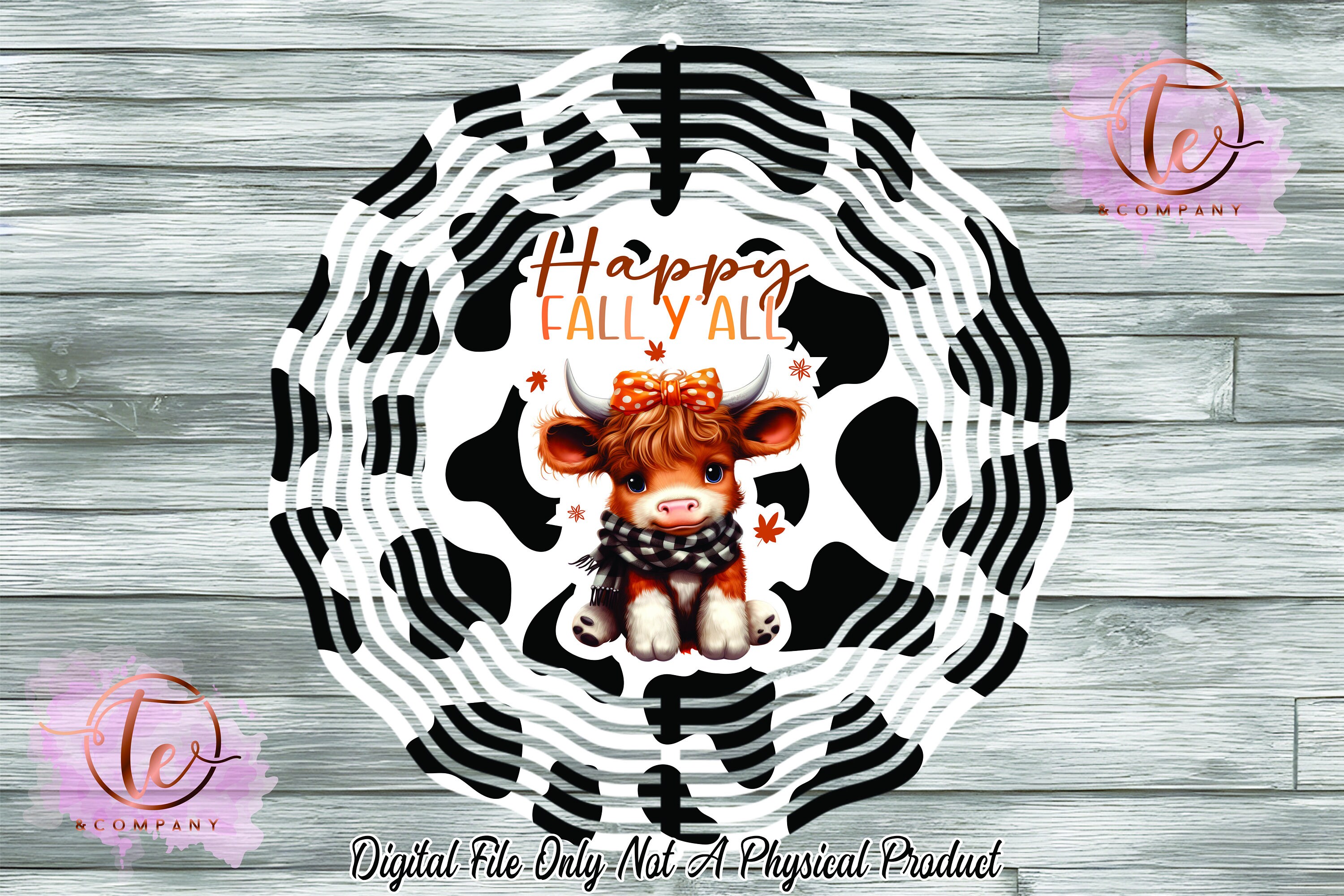 Digital File - Happy Fall Yall, Black Cow Print Wind Spinner PNG - Etsy