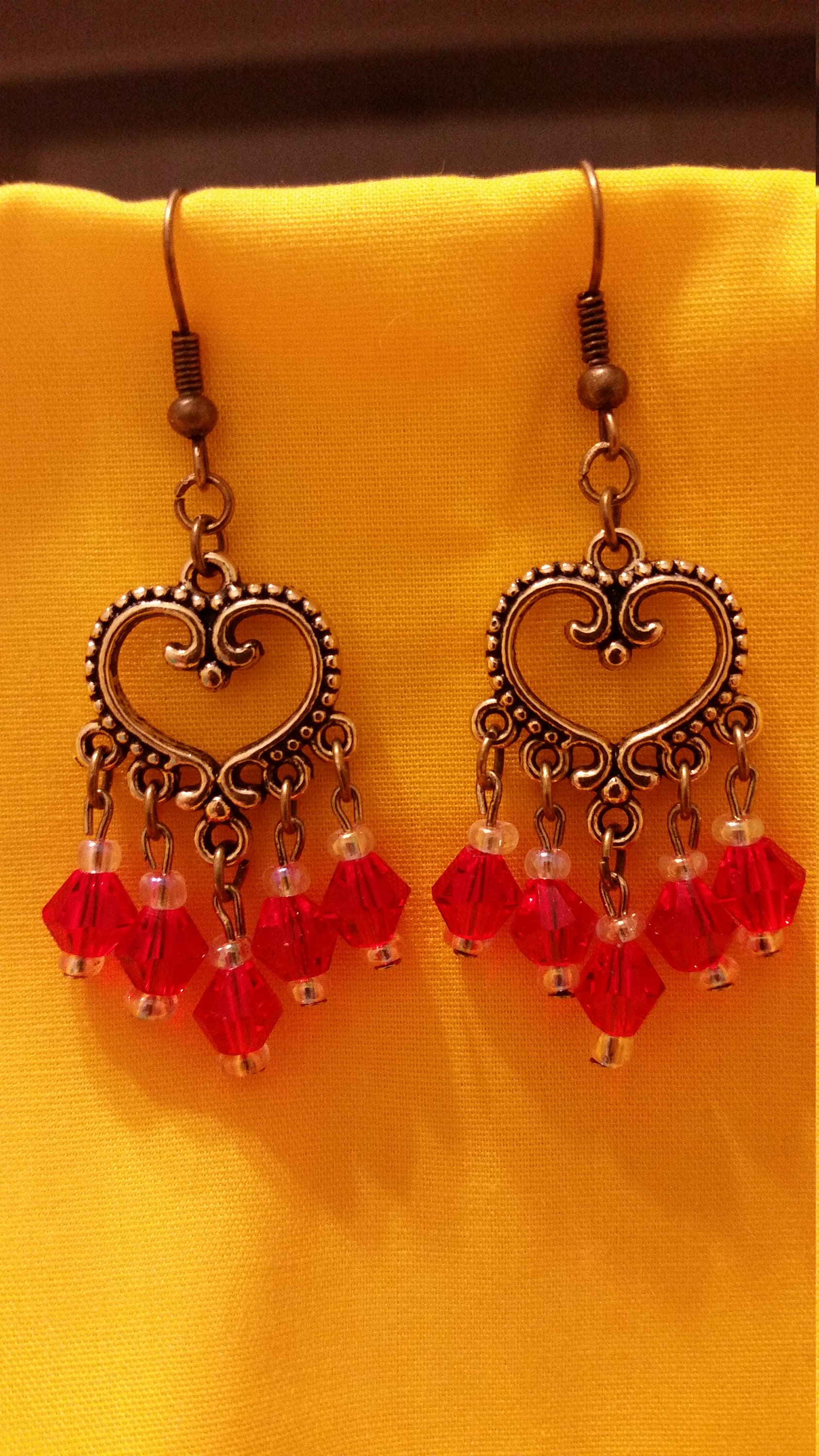 Red Dangle Earrings Etsy