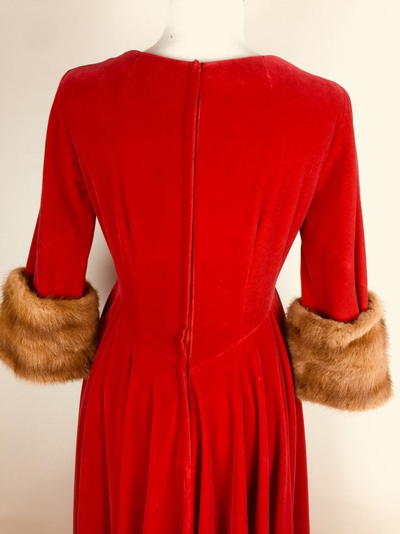 Gorgeous 1960's Long Red Velvet Formal Hostess Dress … - Gem