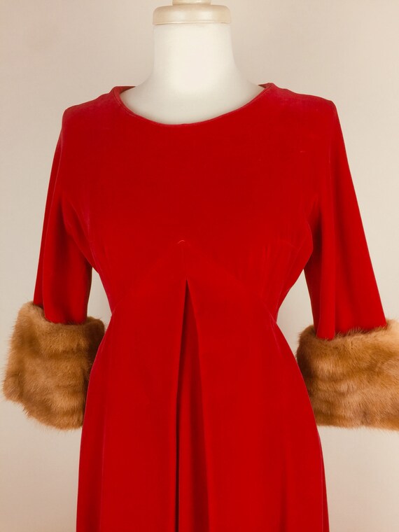 Gorgeous 1960's Long Red Velvet Formal Hostess Dress … - Gem