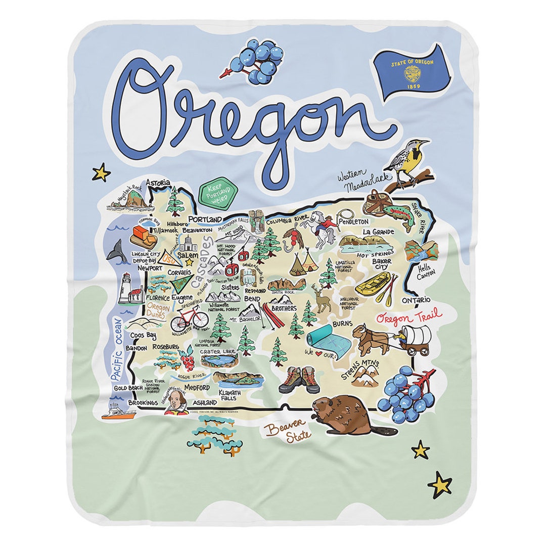 Oregon Baby Blanket, Oregon Map Baby Blanket - Jersey, Customizable ...