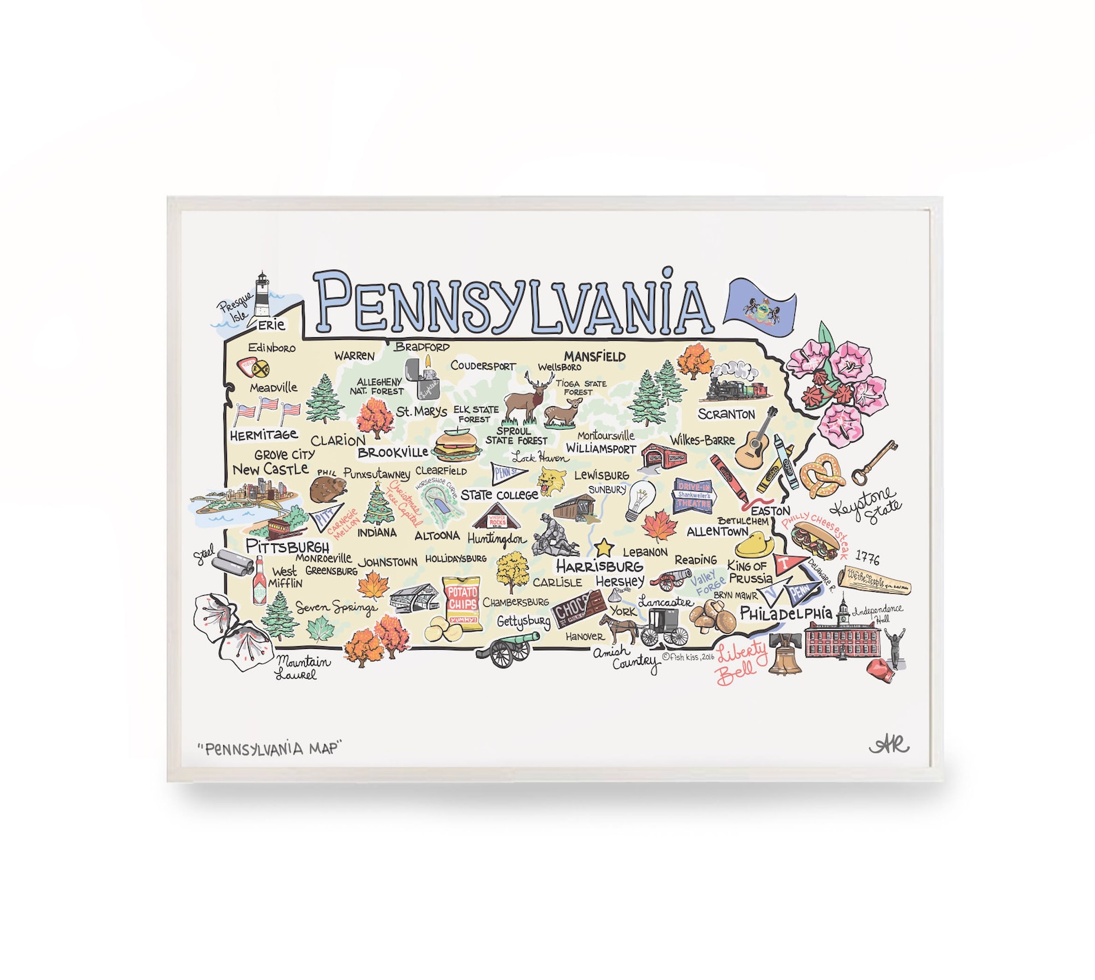 Pennsylvania Map Print, Watercolor Paper, Unframed - Etsy