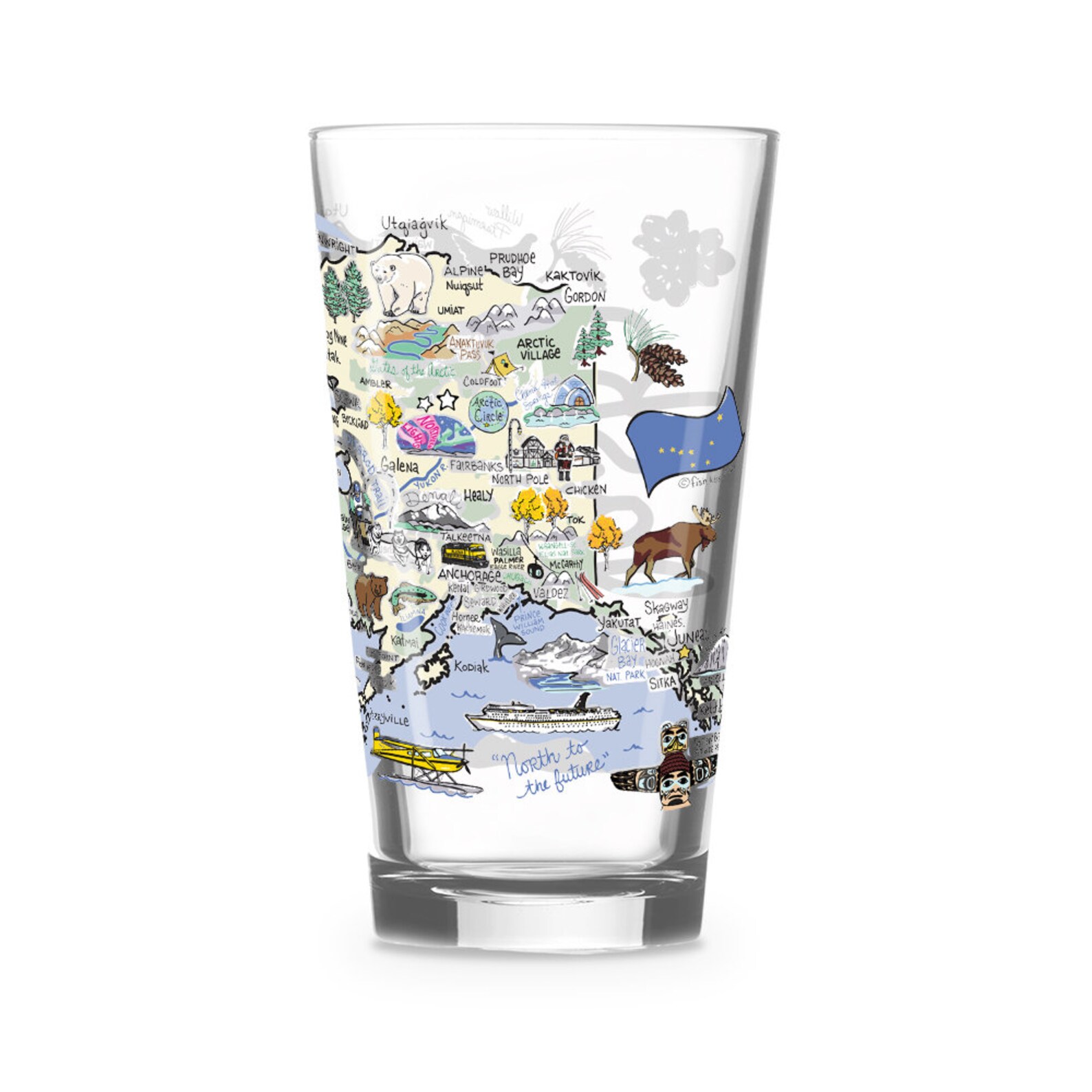 Alaska Glass Alaska Drinking Glass Alaska Drinkware Alaska - Etsy