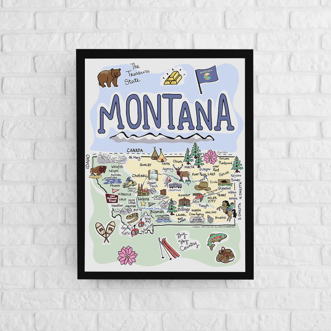 Montana Art Montana Map Montana Poster Unframed Print | Etsy