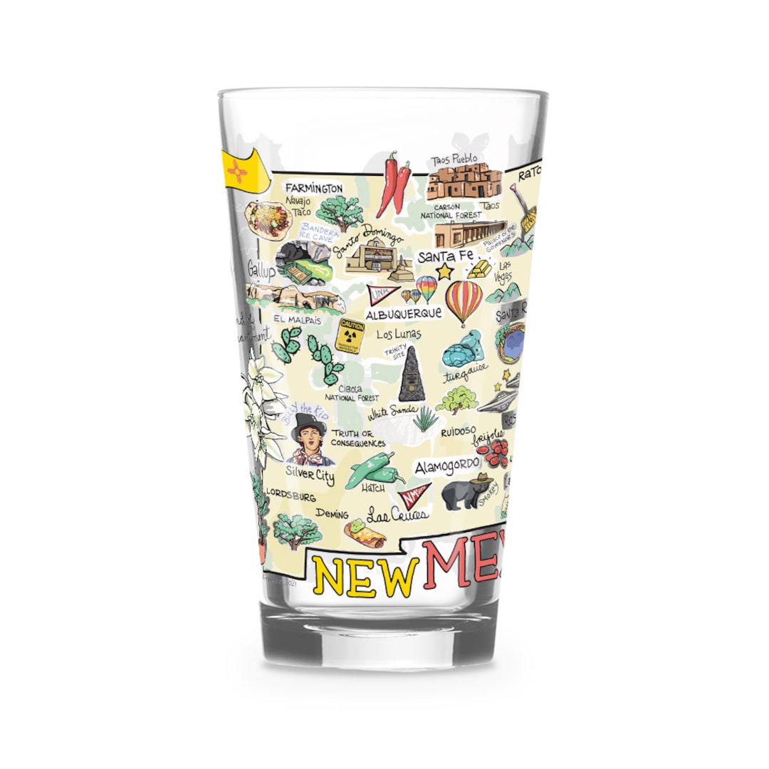 New Mexico Glass, New Mexico Drinking Glass, New Mexico Drinkware, New ...