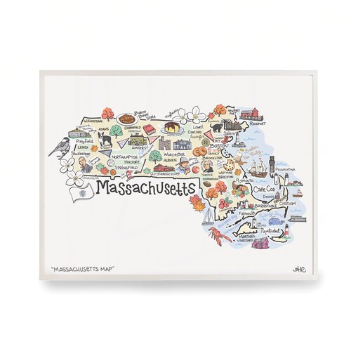 Massachusetts Art Massachusetts Map Massachusetts Print - Etsy
