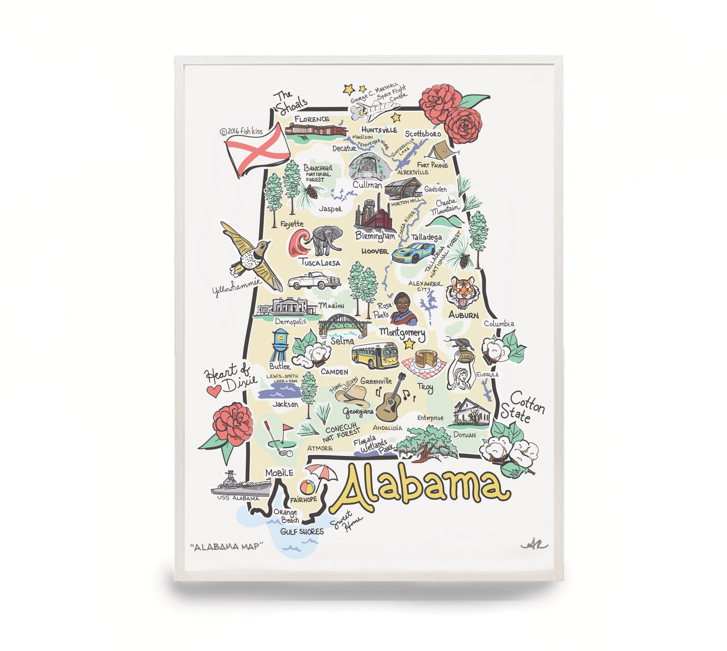 Alabama Art Alabama Map Alabama Print Unframed Print - Etsy