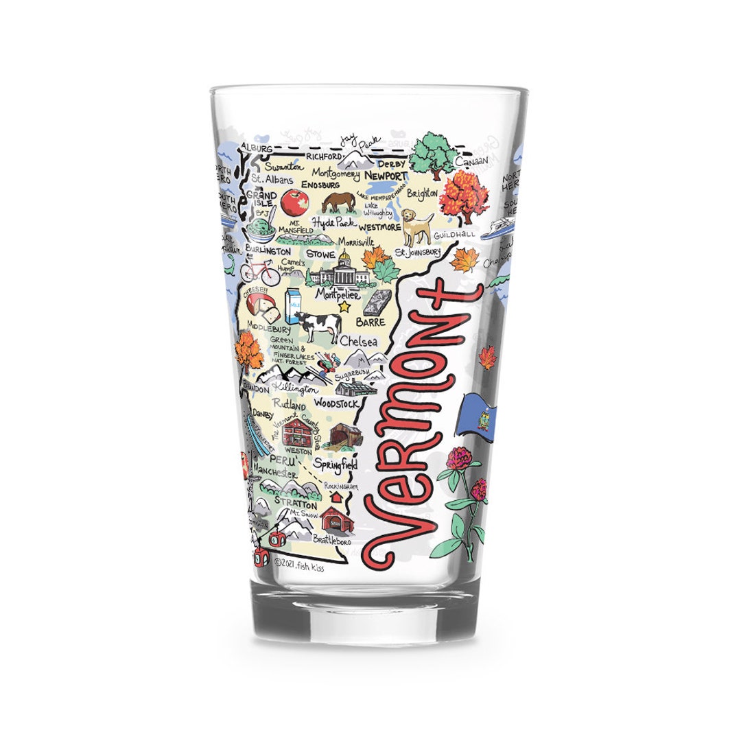 Vermont Glass, Vermont Drinking Glass, Vermont Drinkware, Vermont Gift ...