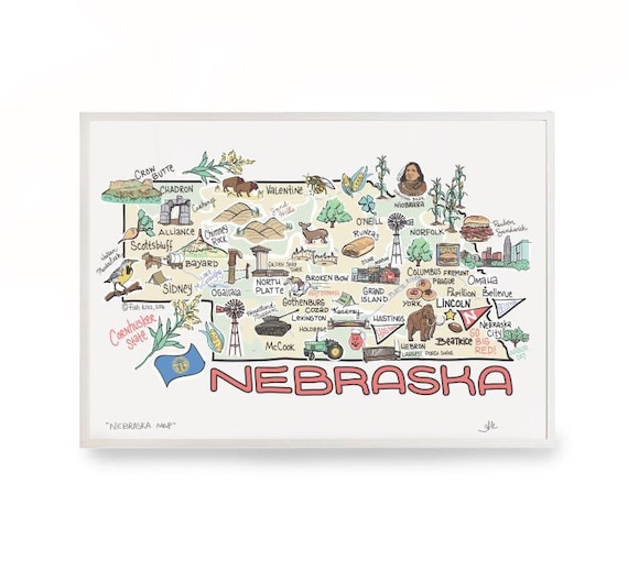 Nebraska Map Art Nebraska Map Nebraska Print Unframed - Etsy