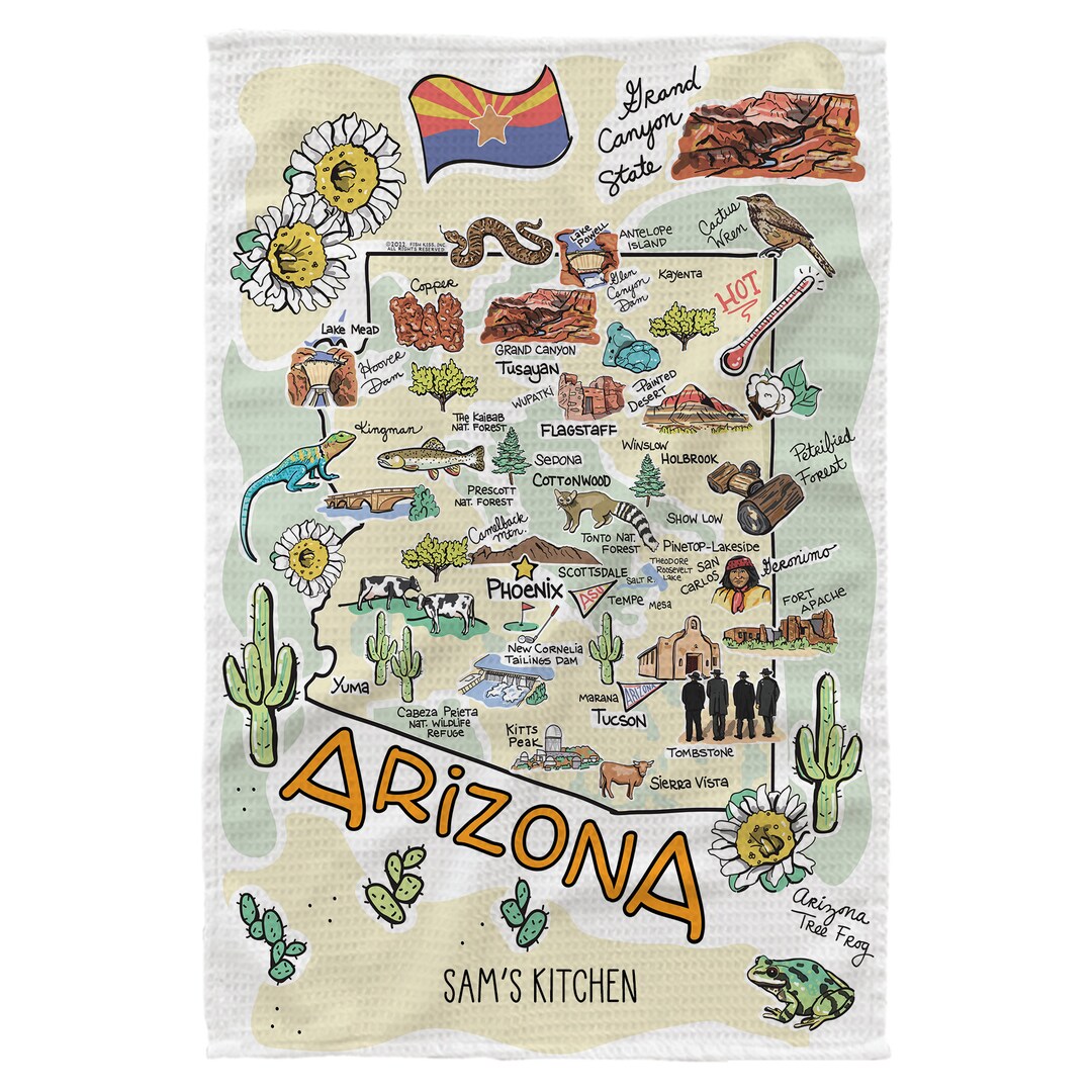 Custom Arizona Tea Towel, Custom Arizona Map Tea Towel, Custom Arizona ...